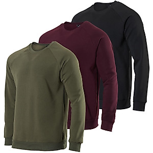 3 Pack: Men's Sweatshirts Fleece Long Sleeve Mens Crewneck Pullover Sweatshirt Sweater Soft Plush Active Breathable Athletic Men Workout Wicking Casual Warm Winter Running Work Crew Neck- Set 8, 3XL