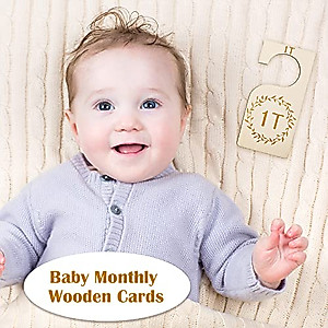 7 Pieces Baby Closet Size Divider Wooden Kids Closet Organizers Hanging Closet Dividers from 1T to 7T for Home Nursery Baby Kids Newborn Infant Clothes