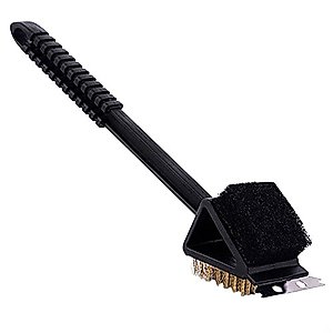 GEZICHTA Barbecue Grill Brush and Scraper –Grill Brush and Scraper Best BBQ Brush for Grill, Stainless Steel Scraper Wire 3 in 1 Bristles Grill Cleaning Brush