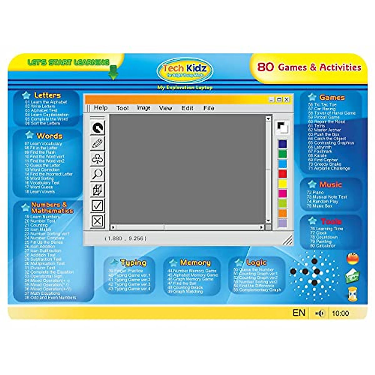 Tech Kidz My Exploration Toy Laptop Educational Learning Computer, 80 Challenging Learning Games and Activities, LCD Screen, Keyboard and Mouse Included (Blue), Ages 5+