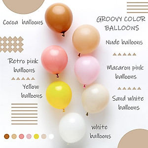 RUBFAC Pink Balloon Arch Kit, 147pcs Boho Blush Daisy Balloons Retro Dusty Pink Nude Sand White Brown Balloon for Valentine's Day Baby Shower Birthday Wedding Retro Hippie Groovy Party Decorations