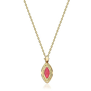 Gin & Grace 10K Yellow Gold Mozambique Genuine Ruby Pendant with Diamonds for women | Ethically, authentically & organically sourced (Marquise-cut) shaped Ruby hand-crafted jewelry for her