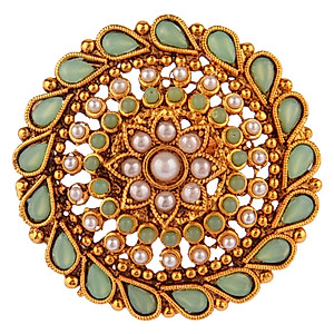 Efulgenz Indian Jewelry Rings for Women Crystal Kundan Rings for Women Antique Round Faux Pearl Crystal Kundan Bollywood Adjustable Big Finger Ring for Women