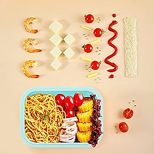 KUFUNG Collapsible Silicone Food Storage Container Stackable - Space Saving | Microwaveable | Freezer, Dishwasher Safe| BPA Free|Collapsible Leftover or Meal Prep Lunch Box Containers (Blue, 1200ml)