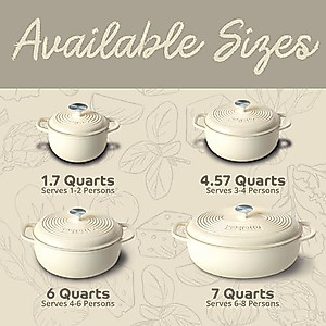 Segretto Cookware Enameled Cast Iron Dutch Oven Pot with Lid Bianco Perla (Pearl White) 1.7 Quarts Dutch Oven Cast Iron with Handle 1.7 qt Enamel Camping Small Dutch Oven for Bread Baking, Cooking