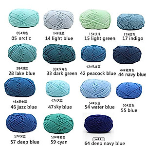 yim 70Colors 50g 4-ply Milk Cotton Yarn for Knitting and Crochet Mini Project (Blue Series, Leave Color NO. and quanlity)