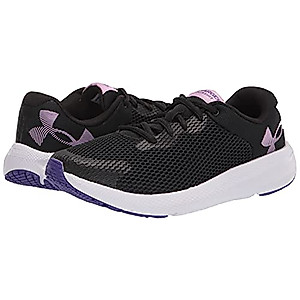 Under Armour Womens Grade School Charged Pursuit 2 Bl Running Shoe, Black/White, 5 Big Kid US
