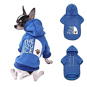 Hozz Chihuahua Dog Hoodie Clothes Cute Small Sweatshirt Warm Clothes Sweaters for Puppy Dogs Blue L
