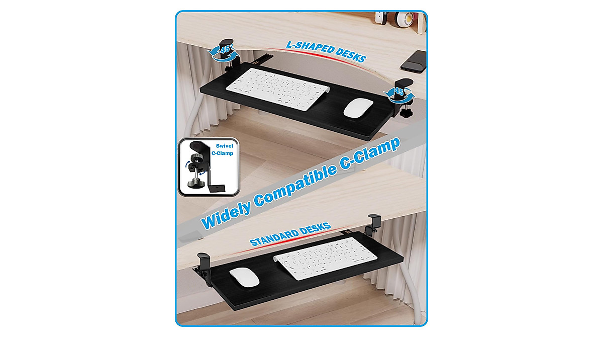 Clamp-On Under Desk Keyboard Tray – Maximize Your Space