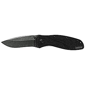 Kershaw Blur BlackWash Pocketknife, 3.4" Sandvik 14C28N Stainless Steel Recurved Blade, Assisted Thumb-Stud Opening EDC