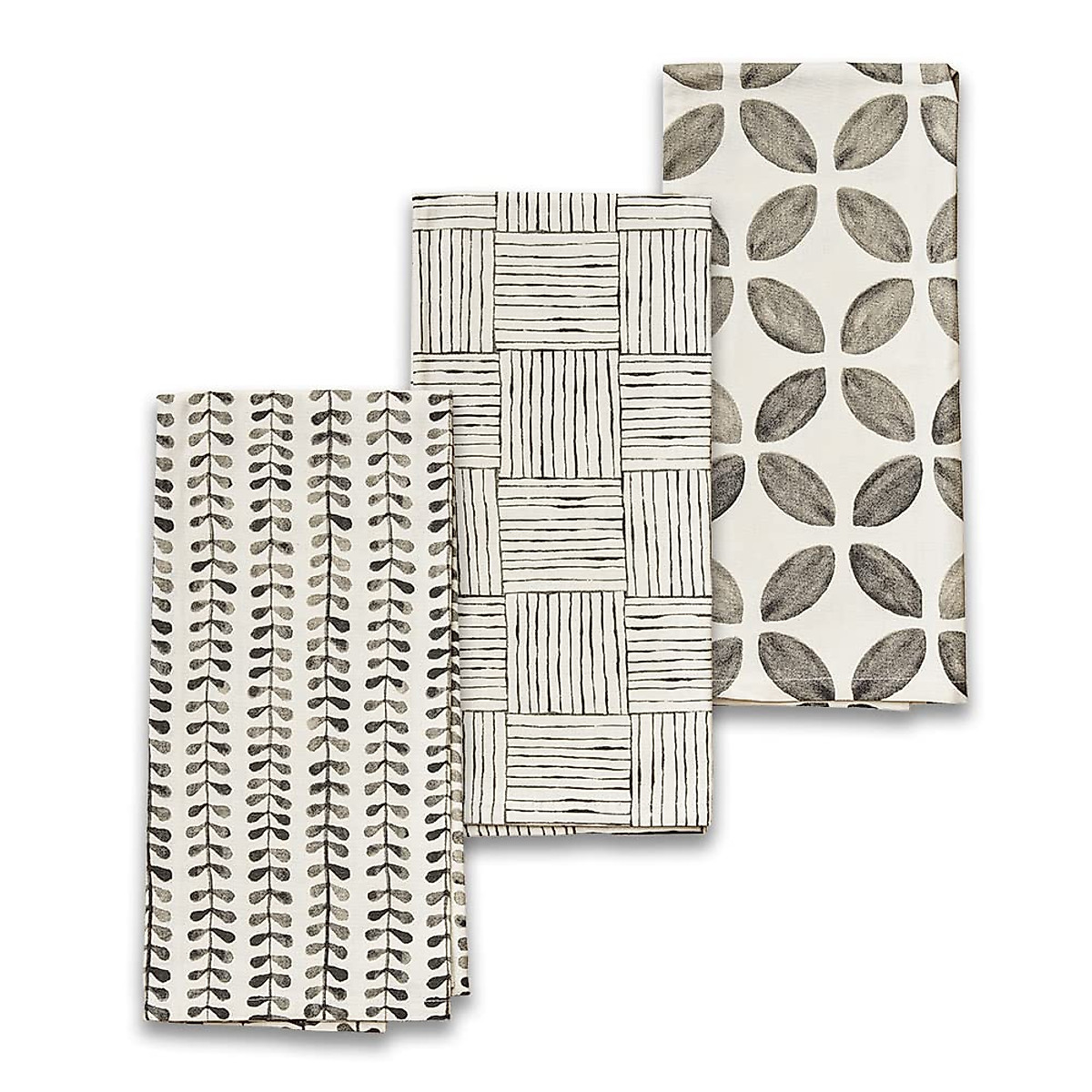 Sophistiplate Tea Towel for Kitchen, Dining - 3 Pack Black & White Set - 100% Cotton - Black White Tea Towels - Machine & Hand Washable Hand Towels - Reusable Cleaning Cloths - 30” x 20”