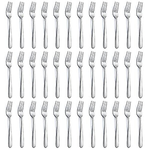 Gymdin 36 Pieces Salad Forks Set, 7 Inches Small Forks Silverware, Food Grade Stainless Steel Dessert Forks Set, Mirror Polished & Dishwasher Safe, Metal Forks Set Use for Tasting Cakes and Fruits