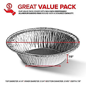 Stock Your Home 4 Inch Mini Aluminum Foil Pie Pans (50 Count) Disposable Mini Pie Pans, Small Pie Tin for Baking Tiny Treats, Durable Individual Pie Pans for Fruit Tarts, Quiche, Mince Pie Tin