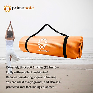Primasole 1/2" Thick Padded NBR Yoga Mat, 72"x24" Textured Exercise Mat with Carry Strap & Case - 6 Colors, Lightweight Portable(2.1lbs) for Yoga, Pilates, Home & Gym