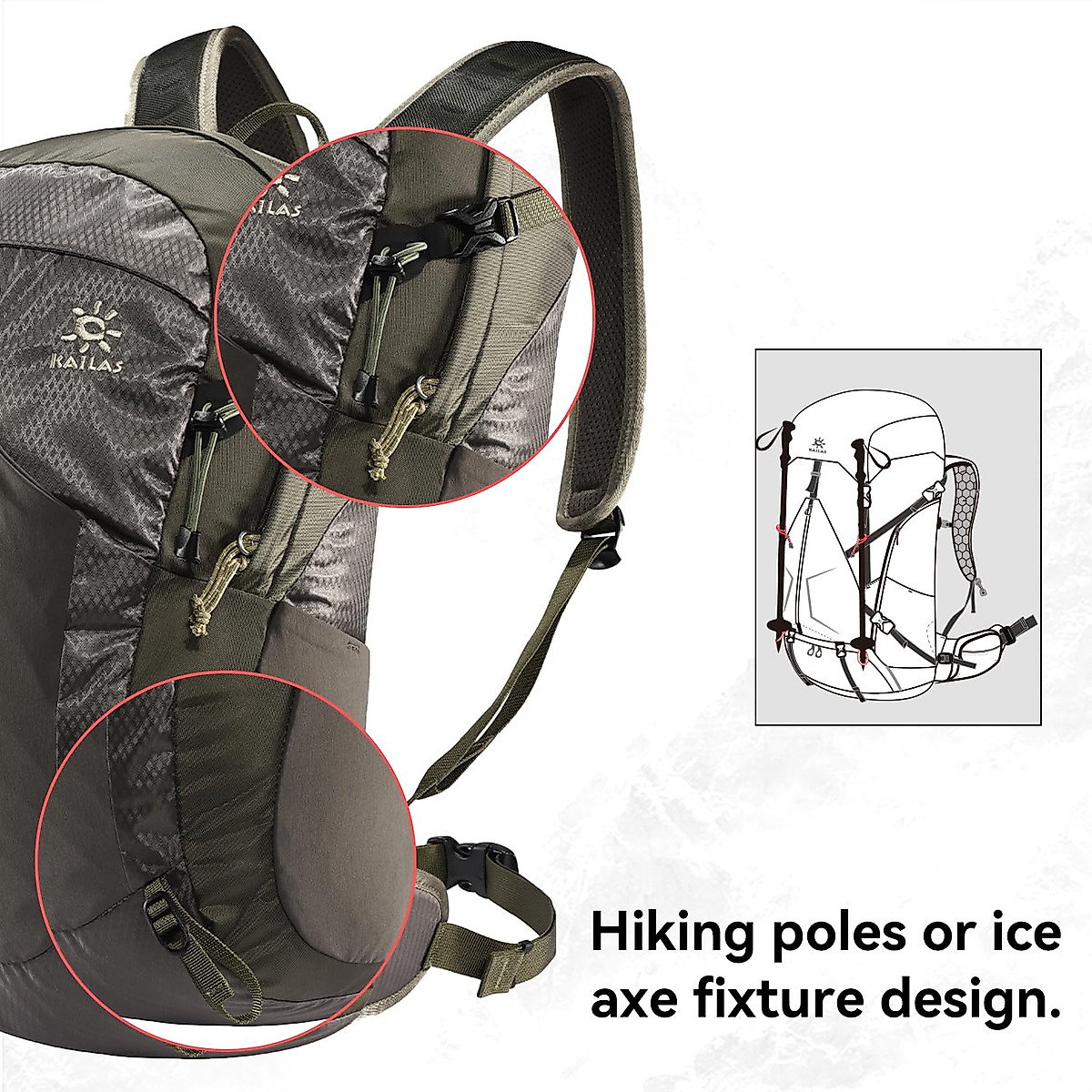 KAILAS Hurricane 20L 26L Hiking Backpack Lightweight Trekking Daypack Small Backpacks for Traveling Camping Outdoor Dull Green 26L