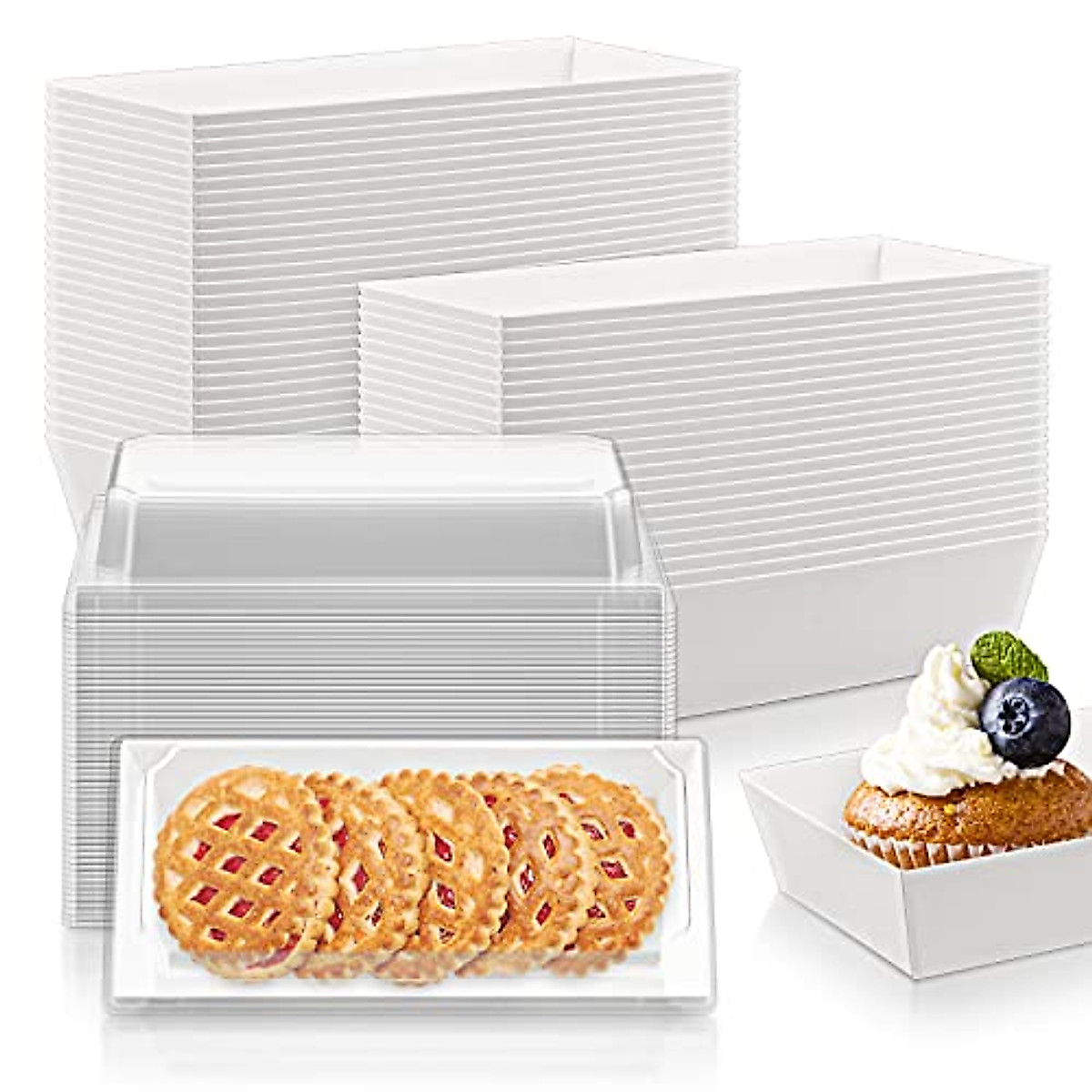 Cmkura 50 Pack White Rectangular Disposable Paper Charcuterie Boxes Food Containers Bakery Boxes