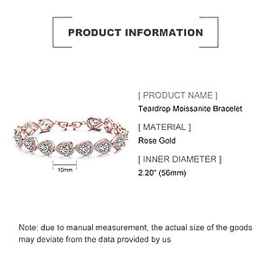 PAENENPH 14K Gold Tear Drop Moissanite Bracelet for Women,Luxury Water Drop Gold Chain Charm Bracelet,Fashion Christmas Jewelry Gift for Her (Rose Gold, 14K Gold)