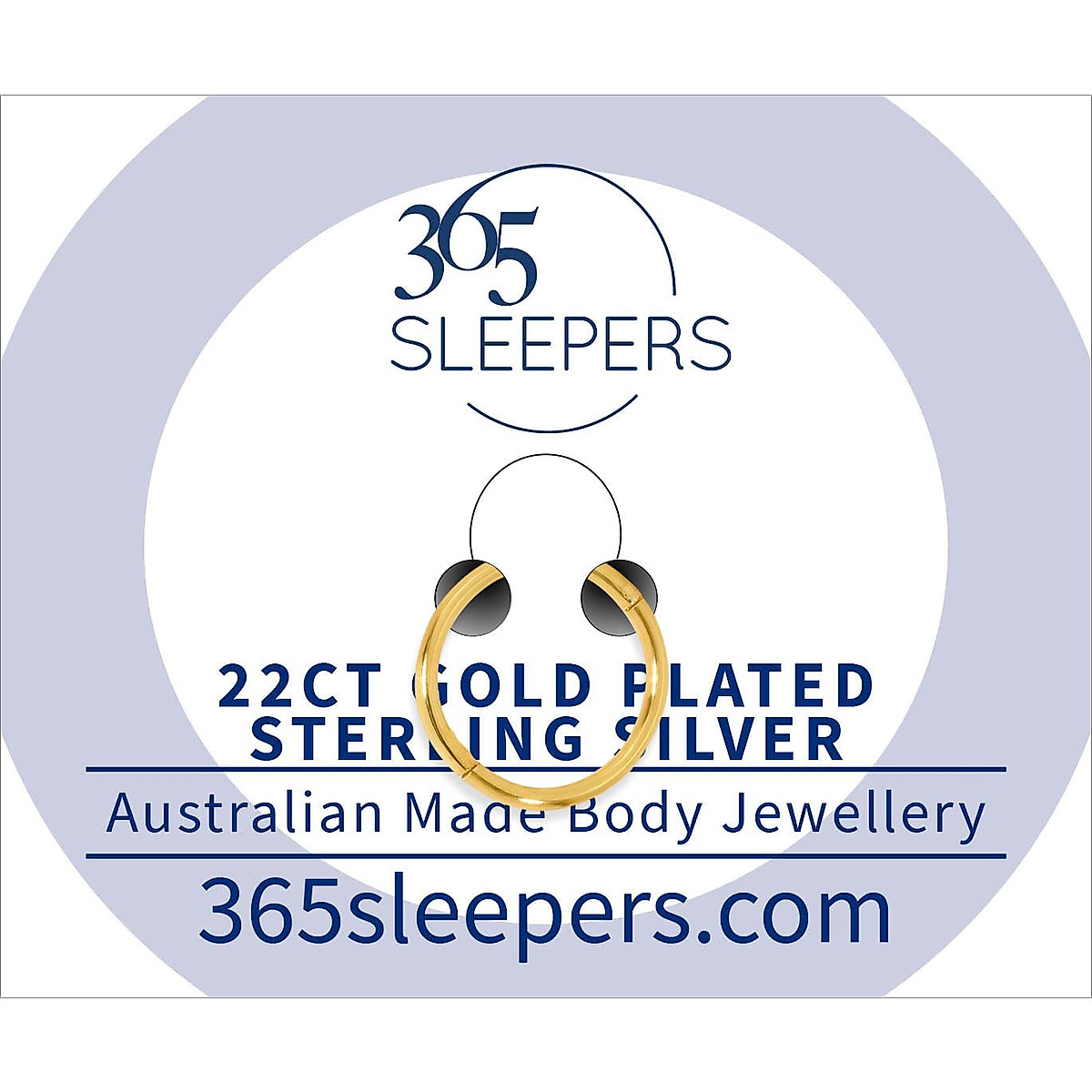 365 SLEEPERS Gold Plated Sterling Silver Hinged Hoop Unisex Nose Segment Ring Sleeper Earrings Australian Made Nickel Free Hypoallergenic 8mm - 14mm