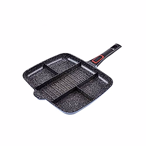 ZHYHSM-111 Frying Pan, Master Pan Non-Stick Divided Grill/Fry/Oven Meal Skillet, Black, Suitable for Cooking Eggs, Bacon, Pancakes