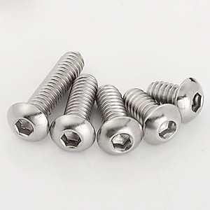 1/4-20 x 1/2", 3/4", 1", 1-1/4", 1-1/2" Button Head Socket Cap Screws Screw Assortment, Stainless Steel 18-8, Allen Hex Drive, 50 PCS
