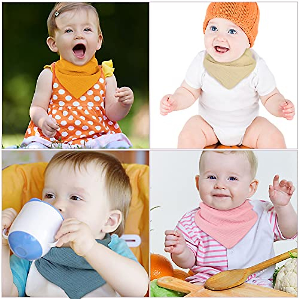 Muslin Baby Bandana Bibs Breathable Baby Drool Bibs, Absorbent Soft Snap Drool Bibs for Baby Girls and Boys, Adjustable Bibs for Newborn 0-24 Months Infant (8 Pieces)