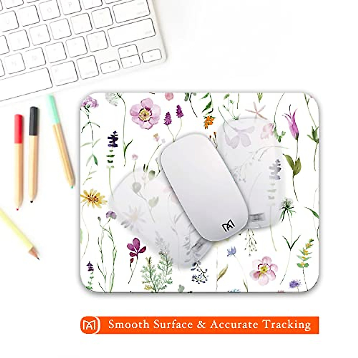 Armanza Square Mouse Pad Beautiful Flowers Plants, Personalized Premium-Textured Custom Mouse Mat Design , Washable Mousepad Lycra Cloth , Non-Slip Rubber Base Computer Mouse Pads for Wireless Mouse