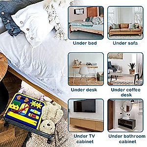 Under Bed Storage,Under Bed Storage Containers With Wheels and Handles,Tool-Free Foldable Heavy Duty Metal Underbed Storage Drawer For Blanket Shoes Clothes Toys -2 Pack