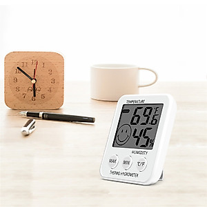 Digital Thermometer Indoor Hygrometer Humidity Meter Room Temperature Monitor Large LCD Display Max/Min Records for Home Car Office White by SoeKoa (2 Pack)