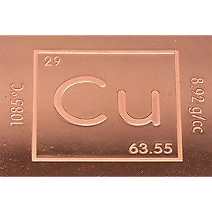 1 Kilo .999 Pure Copper Bar Bullion with Element Design - Unique Metals