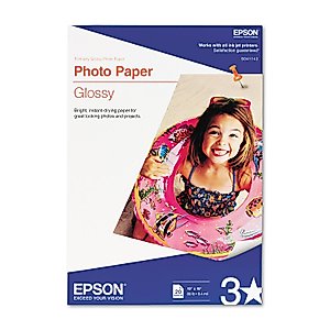 Epson Glossy Photo Paper, 60 lbs, Glossy, 13 x 19, 20 Sheets/Pack