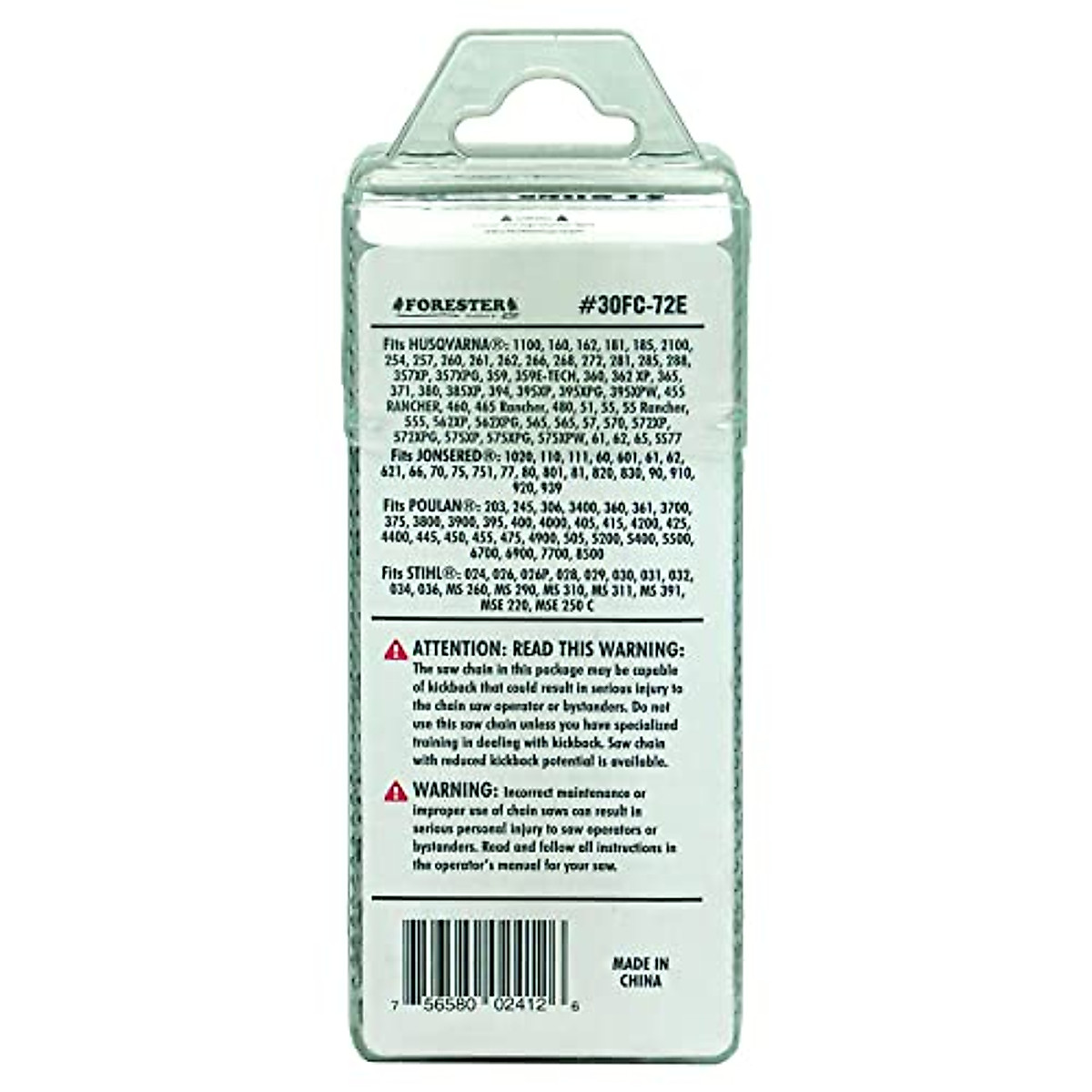 FORESTER FULL-CHISEL CHAINSAW CHAIN LOOP – Non-safety chain 3/8" | .050 Gauge | 72 Drives for 20" BAR | Serious Cutting Blade | Fits Stihl, Oregon, and Husqvarna Chainsaws (72 Drives for 20" Bar)