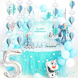 Azowa Big Size Hot Air Balloon Decorations Blue Paper Hanging Garlands Pack of 4