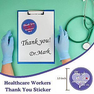Healthcare Workers Thank You Sticker 1.5 inch Nursing School Graduation Labels for Nurses Week Doctors EMT Essential Workers Gift Card Envelopes,Package Sealing 500 pcs