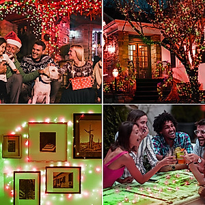 Smacen Led Fairy Lights Battery Operated, 16.4FT Red and Green Christmas String Lights,Battery Powered Copper Wire Starry String Lights for Wedding,Party,Bedroom, Christmas Decor (Red & Green, 16.4)