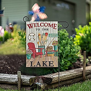 Welcome To The Lake Garden Flag Vertical Double Sided 28" x 40" Outdoor Patriotic Americana Decor for Homes and Gardens