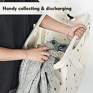 JOMOLA Collapsible Laundry Basket, 78L Large Foldable Laundry Hamper, Canvas Fabric Dirty Clothes Hamper for Laundry with Handles, Waterproof Laundry Baskets for Laundry, Dorm, Family (Beige)