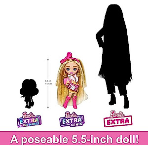 Barbie Extra Minis Travel Doll with Safari Fashion, Barbie Extra Fly Small Doll, Animal-Print Outfit with Accessories