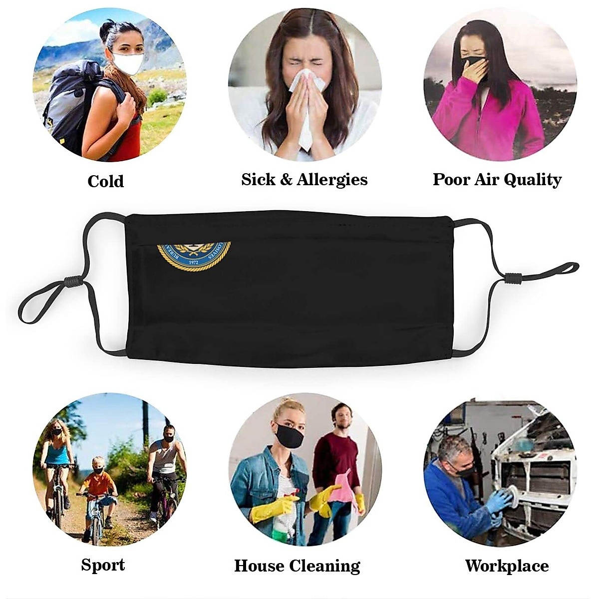 US Bureau of Alcohol Tobacco and Firearms ATF Face Mask Fashionable Adjustable Dust Face Cover with 2 Filter for Adult Black