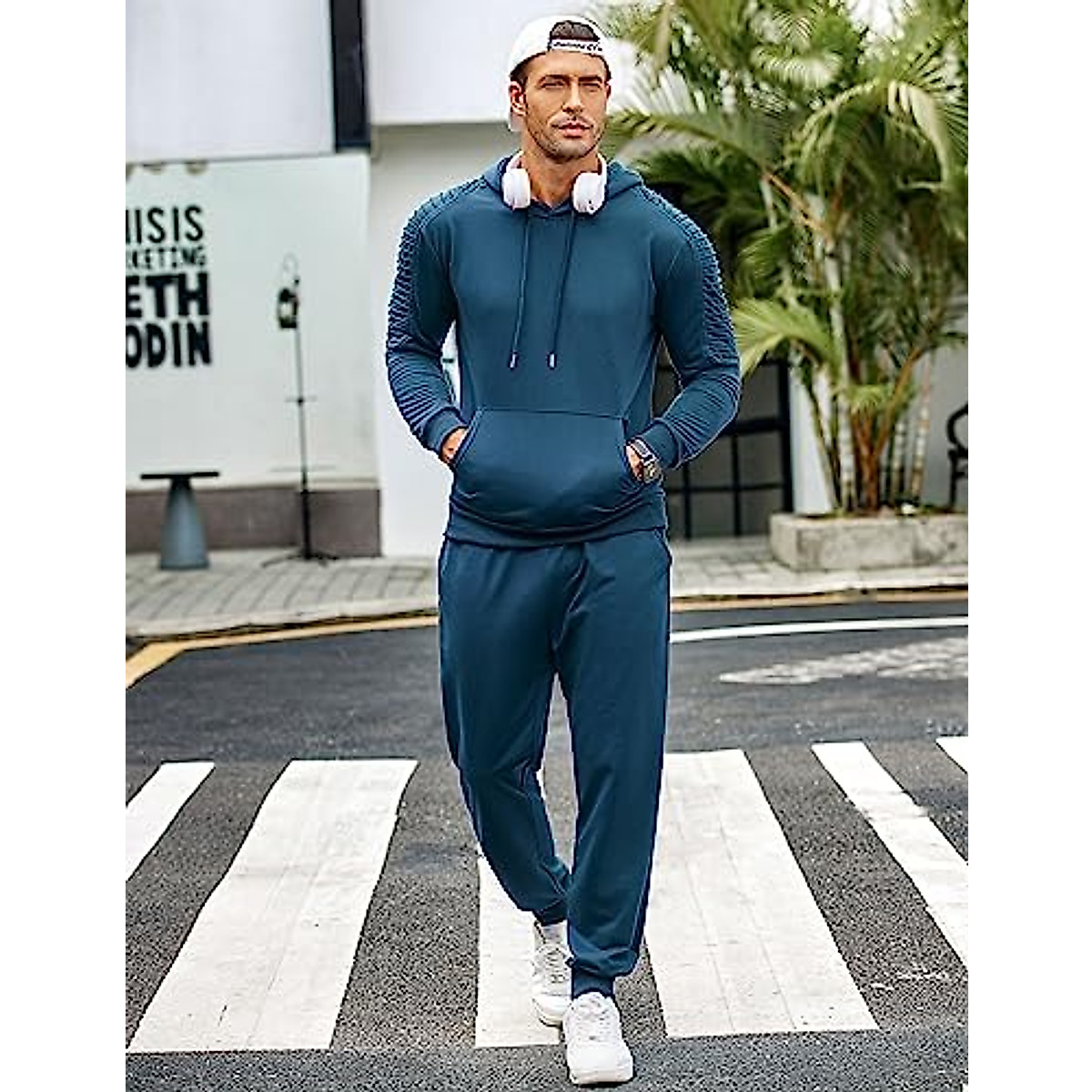COOFANDY Men's 2 Piece Tracksuit Hoodie Sweatsuit Sets Casual Jogging Athletic Suits
