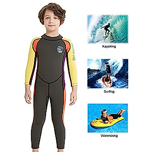 2.5mm Neoprene Dive Skin for Little Boys UV Protection One Piece Kids Wetsuit Quick Dry Swimmwear for Scuba Diving Swimming 4-5T Grey