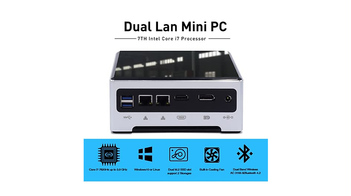 WEIDIAN Mini Desktop PC Quad Core i7 7820HK Windows 10 Mini Computer 16GB DDR4 512GB SSD Double ...