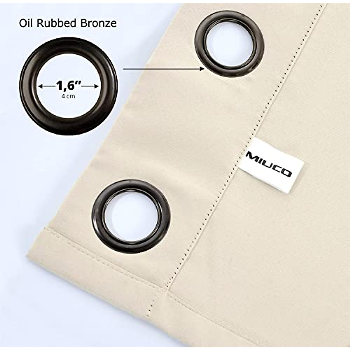 MIUCO Room Darkening Grommet Blackout Window Curtains for Living Room Curtains Panels Set of 2 52x63 Inch Begie, 2 Tie Backs Included