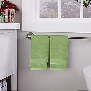 PUPOPIK Hand Towels for Bathroom 2 Pack-100% Cotton Hand Towel (14 x 30 Inch), Highly Absorbent and Quick Dry Face Washcloth, Home Soft Premium Towel for Hotel, Bath, Kitchen and Spa (Green)