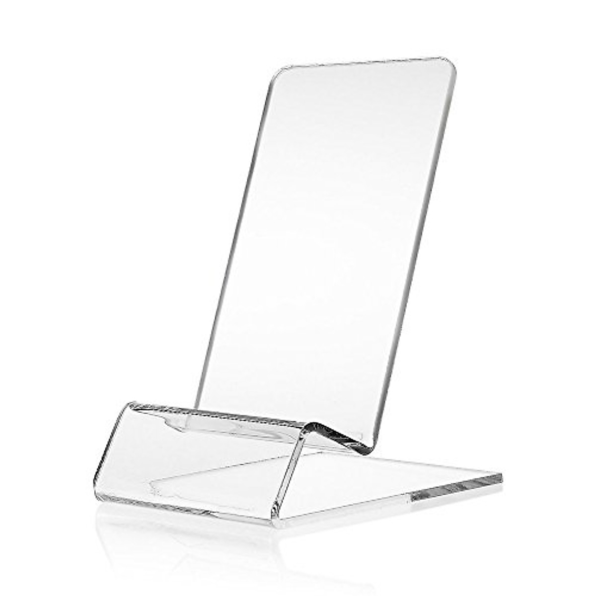 KeCool Universal Mobile Cell Phone Stand Clear Acrylic Display Mount Holder - Durable Transparent Rack Stand Holder for iPhone X 8 7 6s Plus 5s Samsung Huawei Max 5.5" Smartphone Shown (2 Packs)