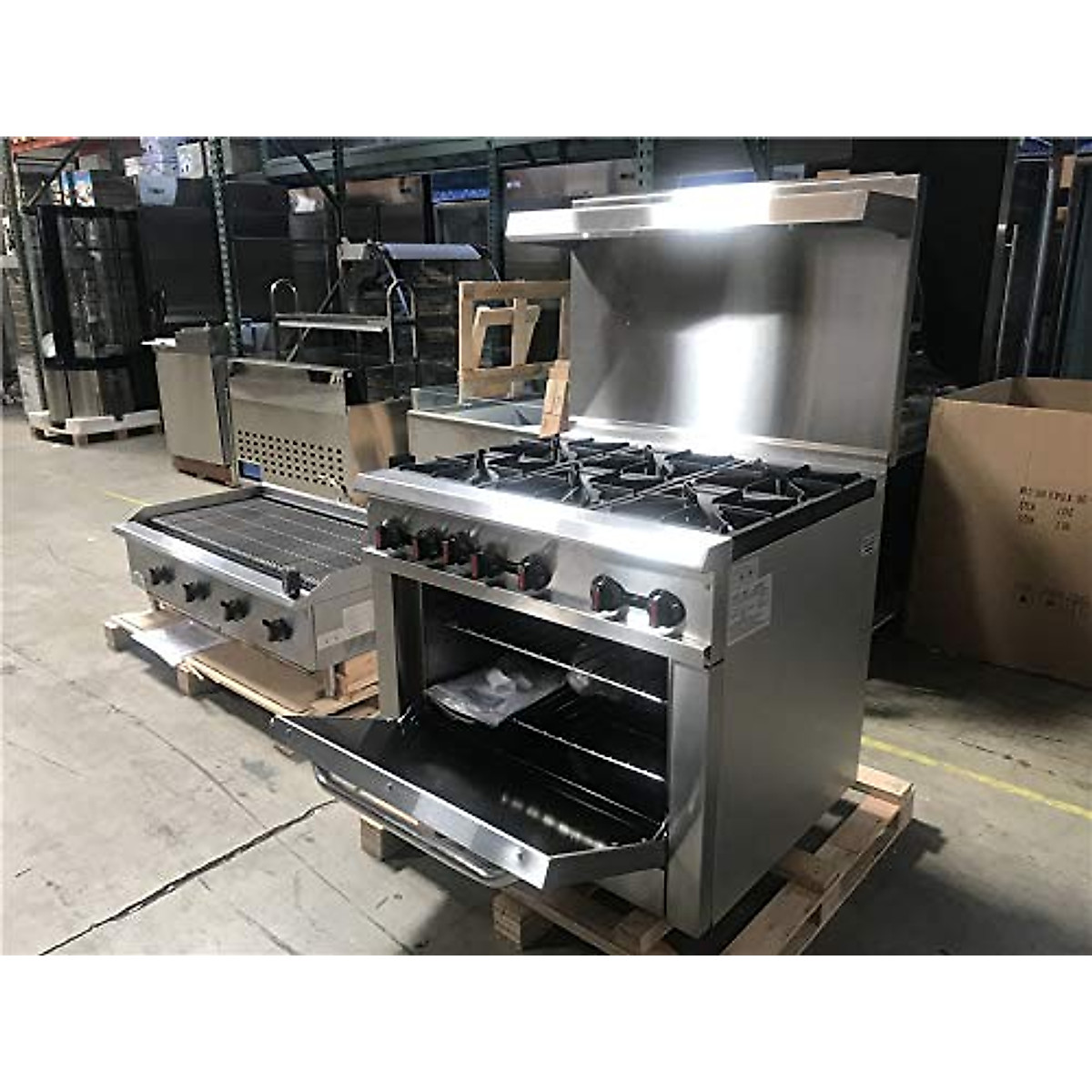 Commercial Range&Oven 36" Width, 6 Burners, Natural Gas and Propane, NSF/ETL Certified, Thermostat, Stainless Steel Galvanized and Cast iron Grate For Restaurant Heavy Duty, 211000 BTU