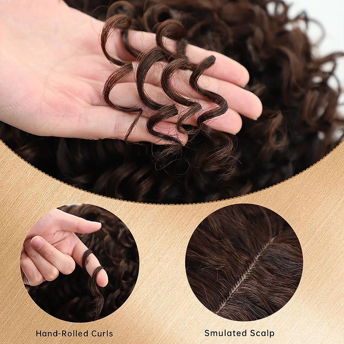 XIUFAXIRUSI XIUFAXIRUSI Short Curly Afro Wigs for Black Women Mixed Brown Kinky Curly Bob Wig with Side Bangs African American Synthetic Full Hair Wig