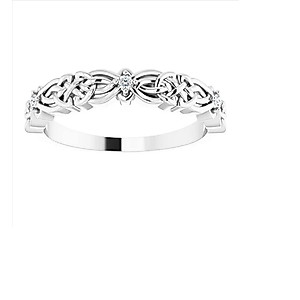 Jewels Store 0.10 Ct Round Cut White Diamond Celtic Knot Wedding Band for Women in 925 Sterling Silver White or Rose or Yellow Gold Finish (Silver, 7.5)