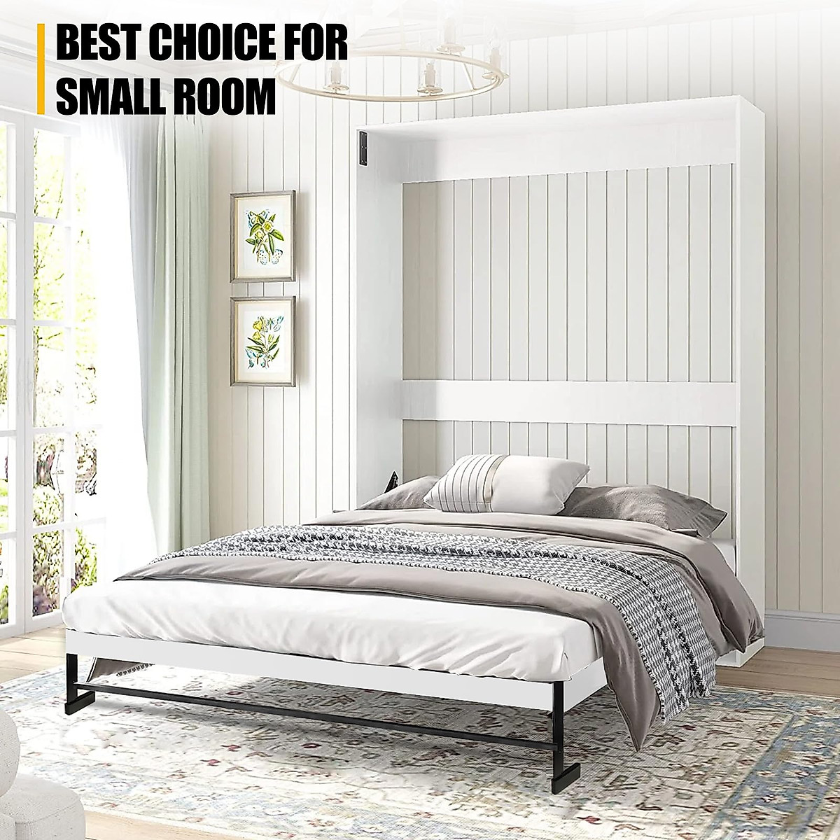 Murphy Bed Hardware Kit with Two-Stage Luxury Gas Spring - Effortless to Pull Down & Fold Back, Good Design Combining Scattered Parts for Heavy Duty Bed Frame,Hidden Murphy Beds Kit Vertical Twin