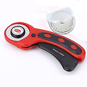 Rotary Cutter with 5pc Ø 45mm Cutting Blades Fabric Paper Cutter, Cloth Sewing Cutter Craft Supplies and Quilting Accessories, For Right- and Left-handed Users