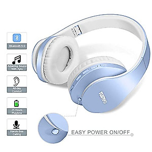 TUINYO Bluetooth Headphones, Wireless Headphones Over Ear with Microphone, Foldable & Lightweight Stereo Wireless Headset for Travel Work TV PC Cellphone